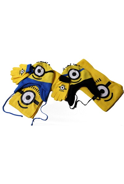 Disney Minion Atkı Bere Eldiven Seti Cap-0053 Disney Minion Atkı Bere Eldiven Seti Cap-0053