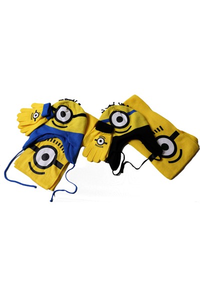 Disney Minion Atkı Bere Eldiven Seti Cap-0053 Disney Minion Atkı Bere Eldiven Seti Cap-0053