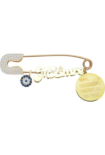 Vaoov 925 Ayar Gümüş Nazarlı İsimli Bebek İğnesi