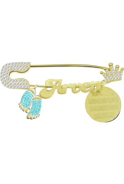 Vaoov 925 Ayar Gümüş Bebek Ayağı Ve Taçlı İsimli Bebek İğnesi Vaoov 925 Ayar Gümüş Bebek Ayağı Ve Taçlı İsimli Bebek İğnesi