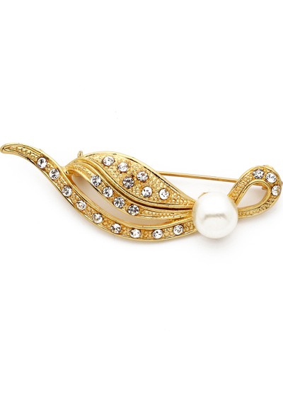 Modex Altın Sarısı İncili Broş Ub9884