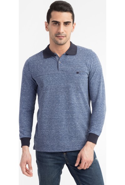 Kiğılı Polo Yaka Düğmeli Sweatshirt