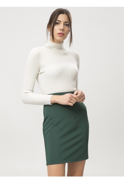 New Laviva Yeşil Kadın Dar Mini Etek