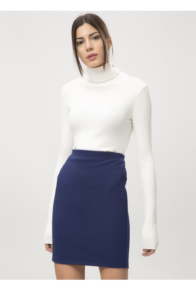 New Laviva Lacivert Kadın Dar Mini Etek