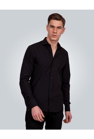 Tudors Siyah Erkek Gömlek 12797