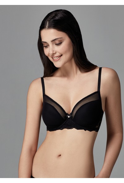 Siyah Afrodıt Toparlayıcı Cup Dantelli Tek Sütyen
