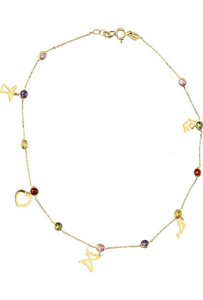 Glorria Altın Renkli Taşlı Şans Halhal