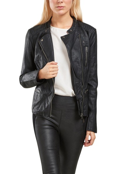 Only Deri Ceket Onlfreya Faux Leather Biker Ot 15110802-BLK