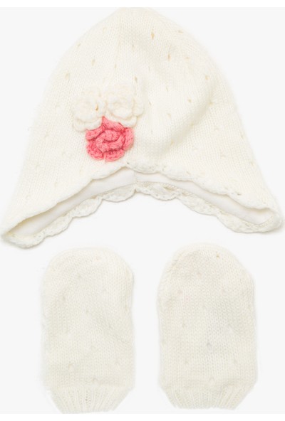 Koton Kids Kız Çocuk Örgü Bere Takımı Ekru
