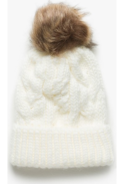 Koton Kids Kız Çocuk Ponpon Detaylı Bere Ekru
