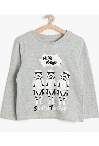 Koton Kids Kız Çocuk Star Wars Baskılı T-Shirt Gri