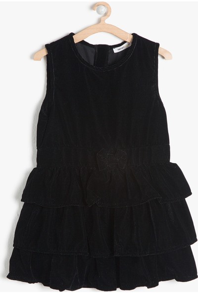 Koton Kız Çocuk Fırfır Detaylı Elbise Siyah