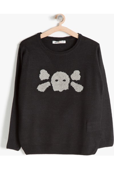 Koton Kids Erkek Çocuk Baskılı Kazak Siyah