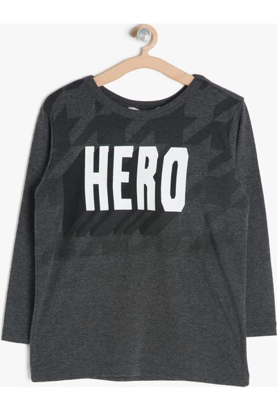 Koton Kids Erkek Çocuk Baskılı T-Shirt Antrasit