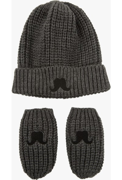 Koton Kids Erkek Çocuk Örgülü Bere Takımı Gri