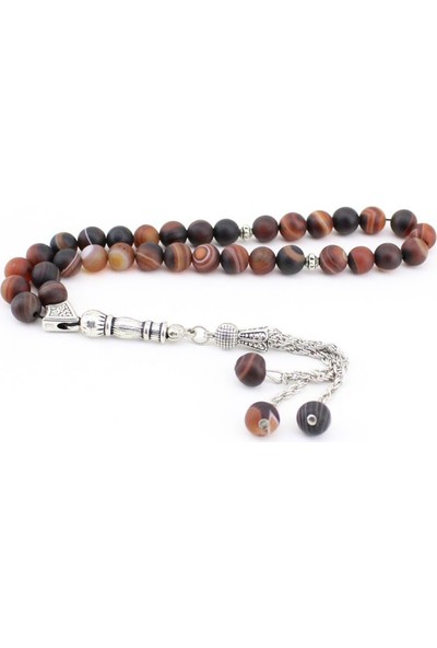 Mizgino Mat Çizgili Akik Tesbih