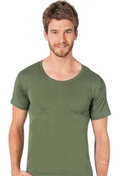 Elif Çamaşır Seher 3'lü Paket Açık Yaka Erkek Fanila Haki