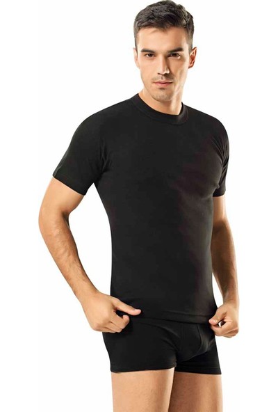 Elif Çamaşır Seher Sıfır Yaka Erkek Fanila Siyah