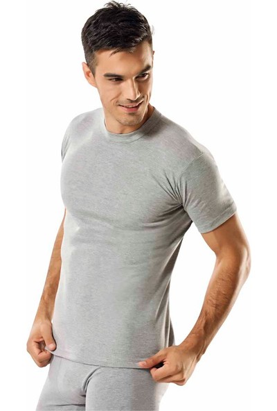 Elif Çamaşır Seher 6'lı Paket Sıfır Yaka Erkek Fanila Gri