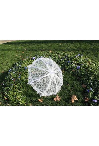 Tan Gelin Şemsiyesi,Tül Dantel Şemsiye