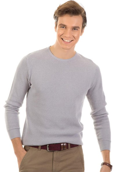 Tudors Pamuklu Erkek Kazak Açık Gri Honey