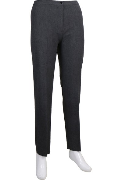 Osman Bey Battal Büyük Beden Kemerli Yüksek Bel Likralı Kumaş Pantolon Gri