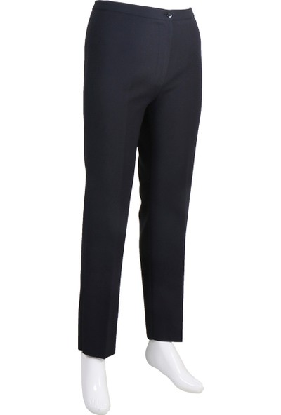 Osman Bey Kadın Büyük Beden Kemerli Yüksek Bel Likralı Kumaş Pantolon Lacivert