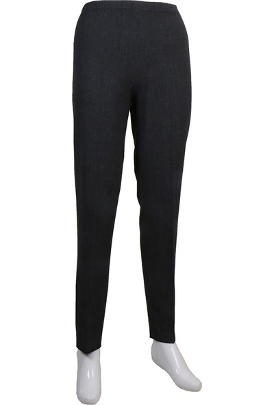 Osman Bey Süper Battal Büyük Beden Beli Tam Lastikli Yüksek Bel Likralı Kumaş Pantolon Gri