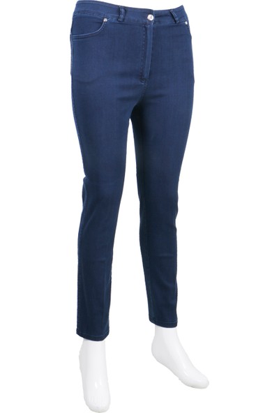 Ruşetül Büyük Beden Yüksek Bel Likralı Kadın Kot Pantolon