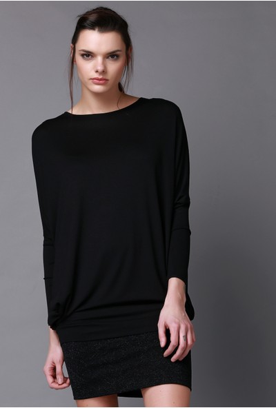 Quincey Siyah Viskon Tunik Elbise