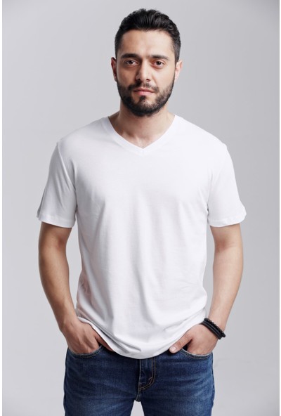 Kuun Basic Klasik Erkek V Yaka Tshirt