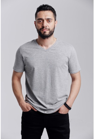 Kuun Basic Klasik Erkek V Yaka Tshirt