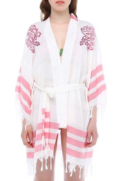 Mumu Kimono Doğal Baskılı Ege Tasarımı Pembe Mumu Kimono Doğal Baskılı Ege Tasarımı Pembe