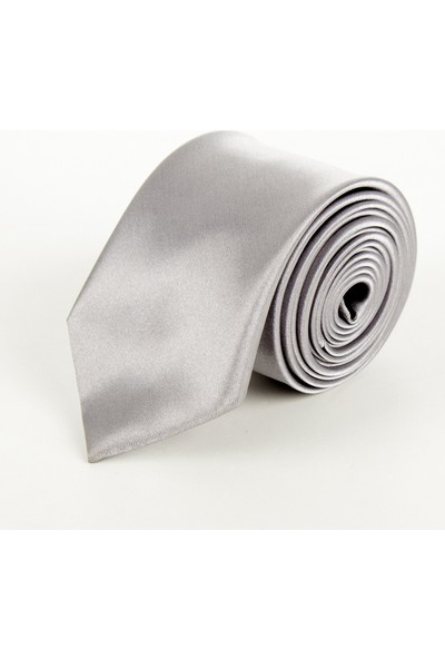 Zaim Aksesuar Erkek Gri Saten Kravat ve Mendil Zaim Aksesuar Erkek Gri Saten Kravat ve Mendil