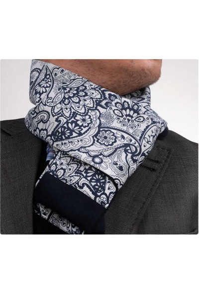 Exve Exclusive Mavi Şal Desen Çift Taraflı Atkı Exve Exclusive Mavi Şal Desen Çift Taraflı Atkı