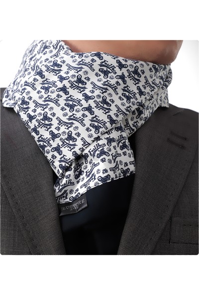Exve Exclusive Lacivert Motor Baskılı Çift Taraflı Atkı