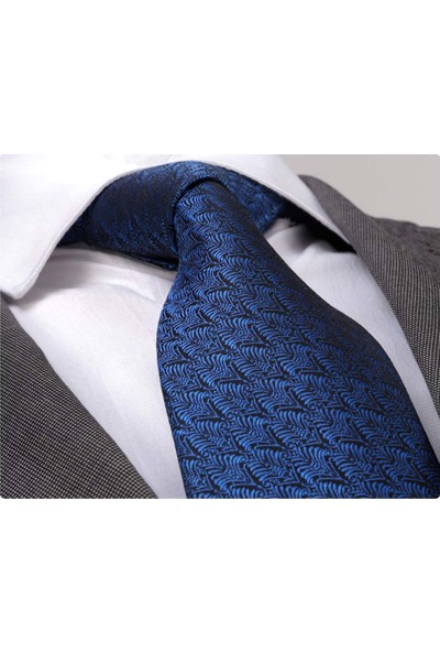 Exve Exclusive Mavi Desenli Jakar Kravat