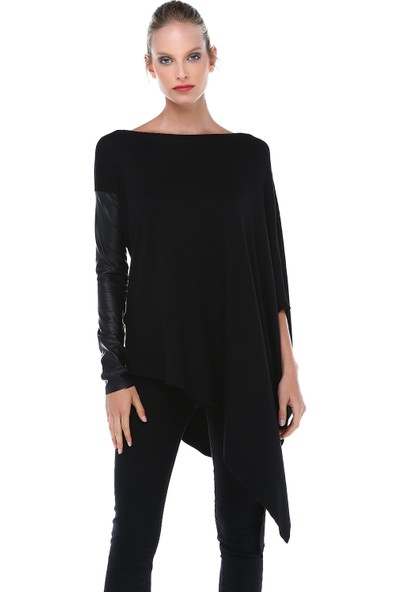 Quincey Kadın Deri Kollu Uzun Tunik