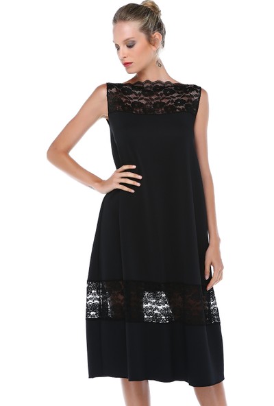 Quincey Kadın Dantel Detaylı Scuba Elbise