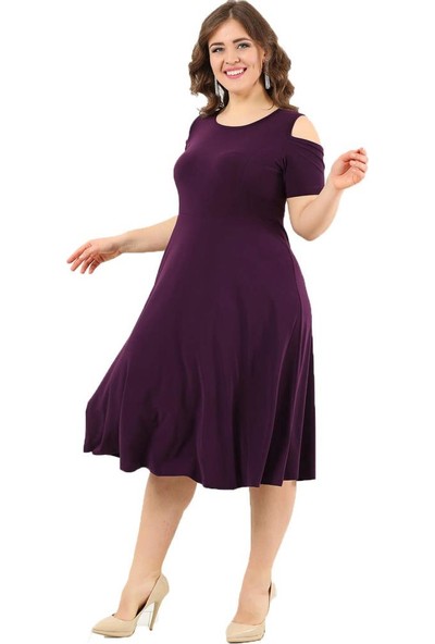 Angelino Butik Dd3800 Omzu Yırtmaçlı Likralı Büyük Beden Mini Sandy Elbise Mor Angelino Butik Dd3800 Omzu Yırtmaçlı Likralı Büyük Beden Mini Sandy Elbise Mor