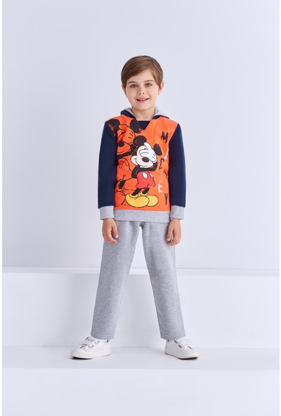 Mickey Mouse Lisanslı Erkek Çocuk Kapüşonlu Eşofman Takımı Oranj Mickey Mouse Lisanslı Erkek Çocuk Kapüşonlu Eşofman Takımı Oranj