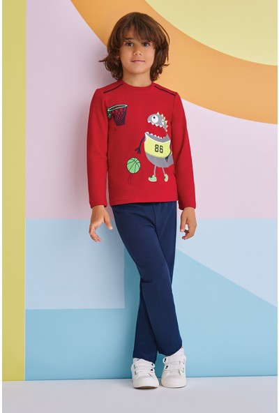 Roly Poly Monster Baskett Erkek Çocuk Pijama Takımı Kırmızı Roly Poly Monster Baskett Erkek Çocuk Pijama Takımı Kırmızı