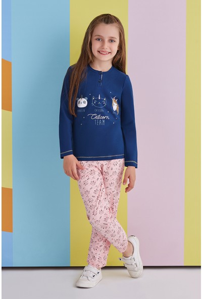 Roly Poly Caticorn Team Kız Çocuk Pijama Takımı Lacivert Roly Poly Caticorn Team Kız Çocuk Pijama Takımı Lacivert
