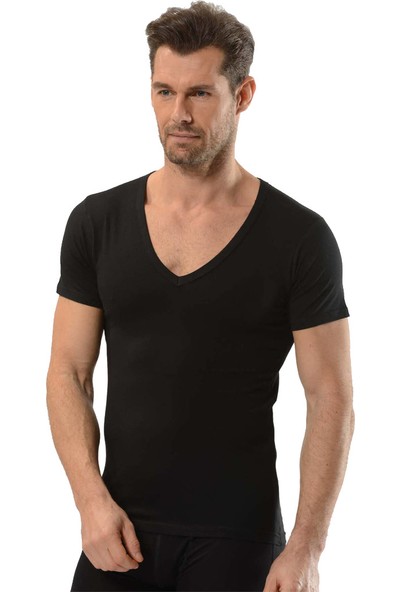 Jiber Erkek Likralı V Yaka Yarım Kol Fanila - 213