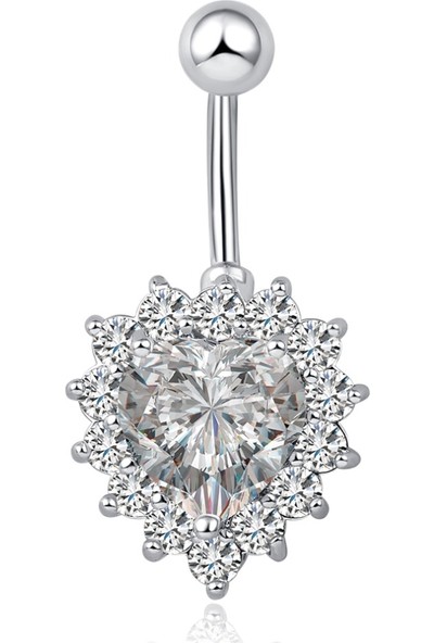 Chavin Kalp Tek Taşlı Göbek Piercing Dt83By Chavin Kalp Tek Taşlı Göbek Piercing Dt83By