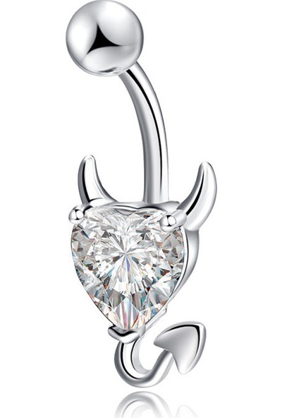 Chavin Beyaz Kalp Taşlı Şeytan Çelik Göbek Piercing Dt70By Chavin Beyaz Kalp Taşlı Şeytan Çelik Göbek Piercing Dt70By