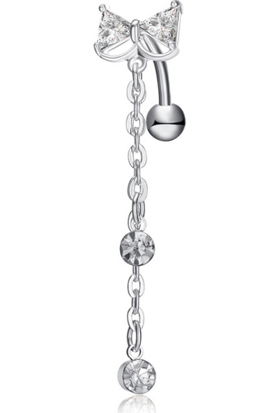 Chavin Beyaz Sallantı Taşlı Kurdela Göbek Piercing Dt72By Chavin Beyaz Sallantı Taşlı Kurdela Göbek Piercing Dt72By