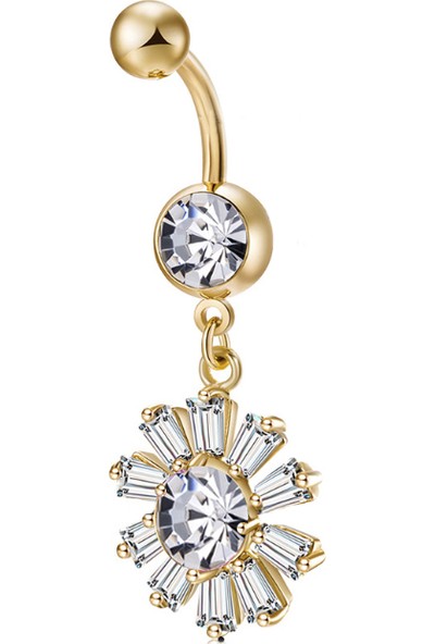 Chavin Beyaz Taşlı Sallantılı Göbek Piercing Dt78By Chavin Beyaz Taşlı Sallantılı Göbek Piercing Dt78By