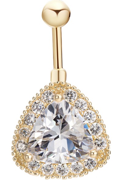 Chavin Beyaz Üçgen Taşlı Göbek Piercing Dt79