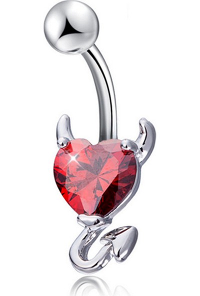 Chavin Kırmızı Kalp Taşlı Şeytan Çelik Göbek Piercing Dt70Kr Chavin Kırmızı Kalp Taşlı Şeytan Çelik Göbek Piercing Dt70Kr